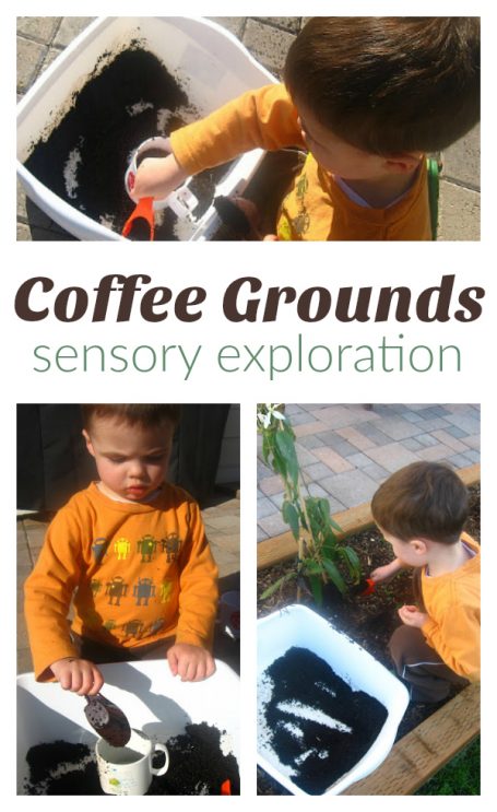 Coffee Grounds Sensory Tub - No Time For Flash Cards