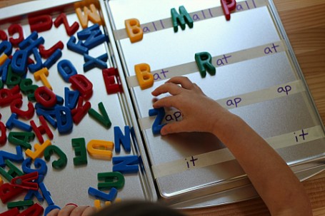 Word Building With Letter Magnets & Word Families - No Time For Flash Cards