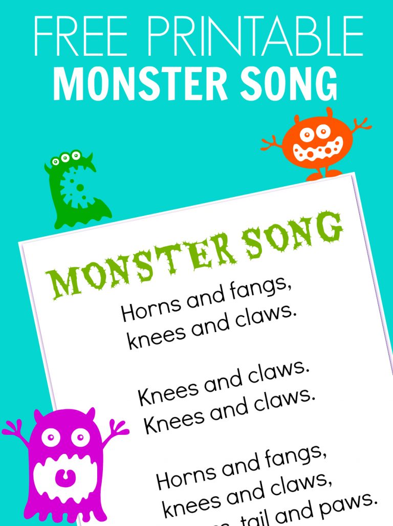 Monster Song - FREE PRINTABLE - No Time For Flash Cards