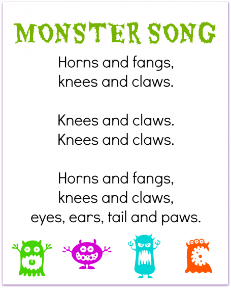 Monster Song - FREE PRINTABLE - No Time For Flash Cards