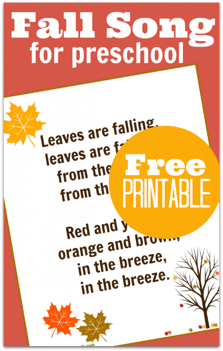 Fall Song For Preschool with FREE Printable Lyrics - No Time For Flash ...