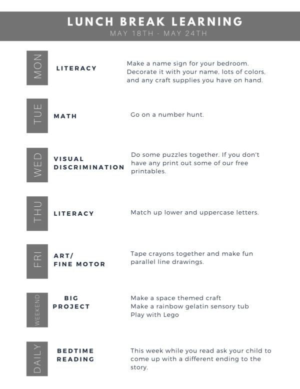 Activity Plan For Preschool At Home No Time For Flash Cards