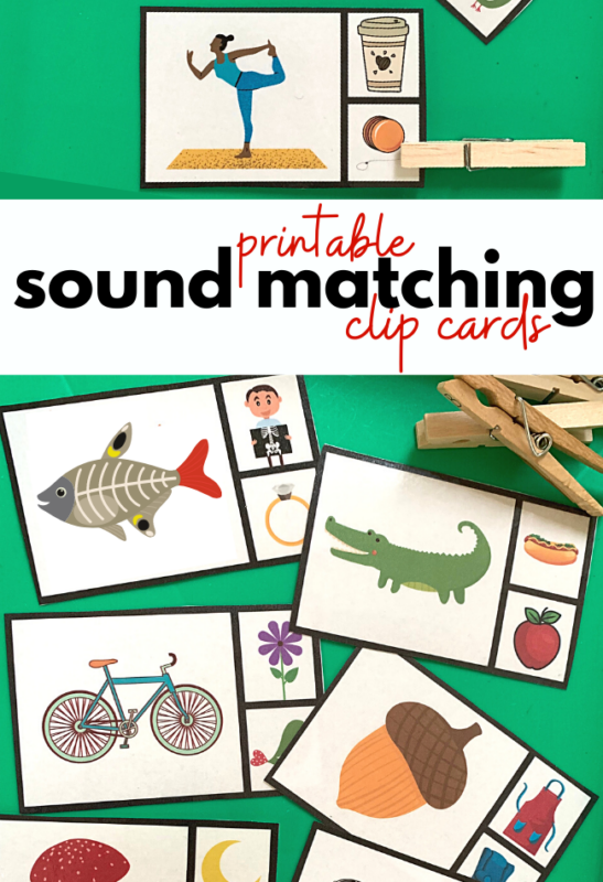 Printable Sound Matching Clip Cards - No Time For Flash Cards