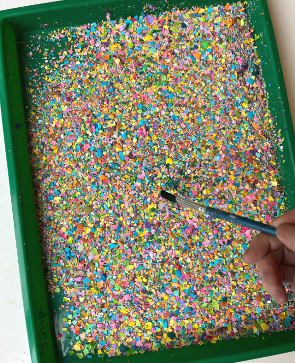 Easter Writing Tray with Eggshells - No Time For Flash Cards