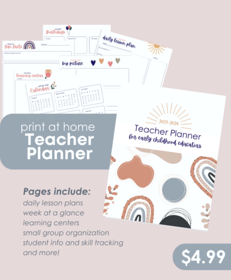 Printable Teacher Planner for Preschool Teachers - No Time For Flash Cards
