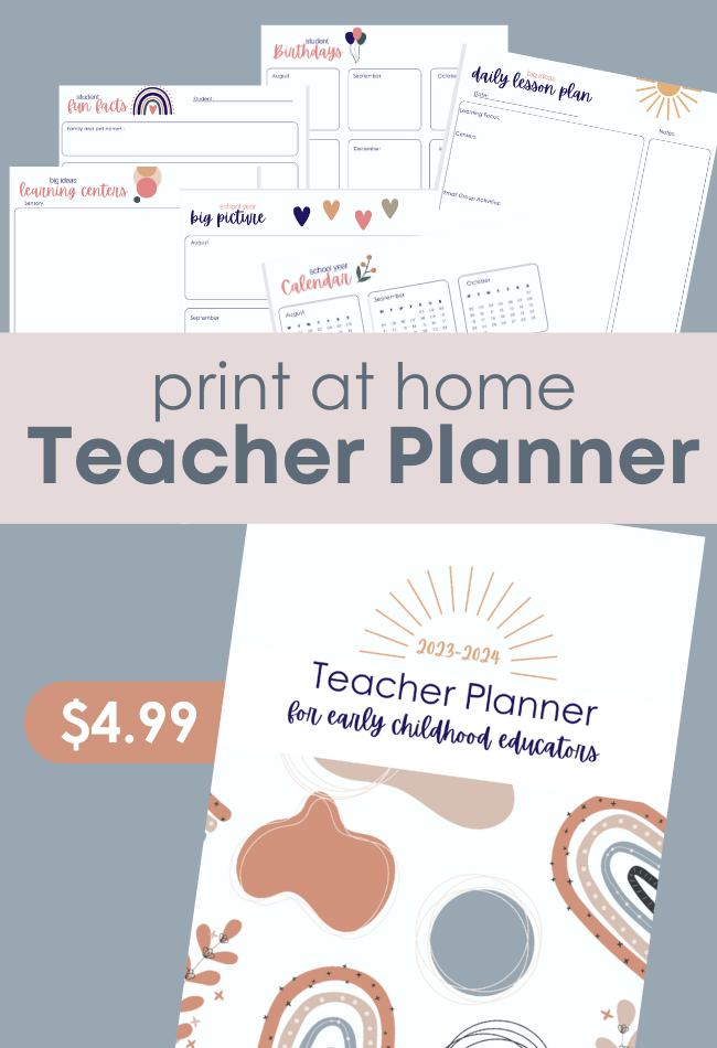 Printable Teacher Planner for Preschool Teachers - No Time For Flash Cards